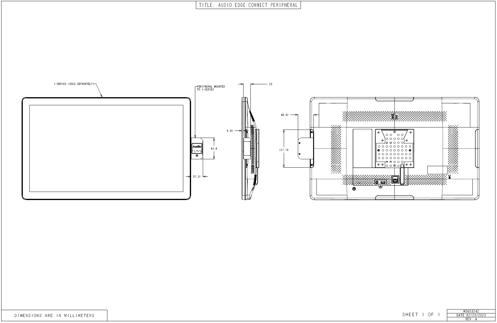 Where can I find a drawing for the Elo Edge Connect™ Audio Adapter ...